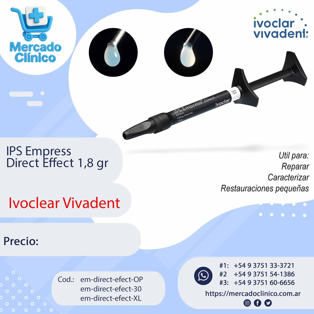 IPS Empress Direct Effect 1,8 gr - Ivoclear Vivadent | Mercado Clinico AR